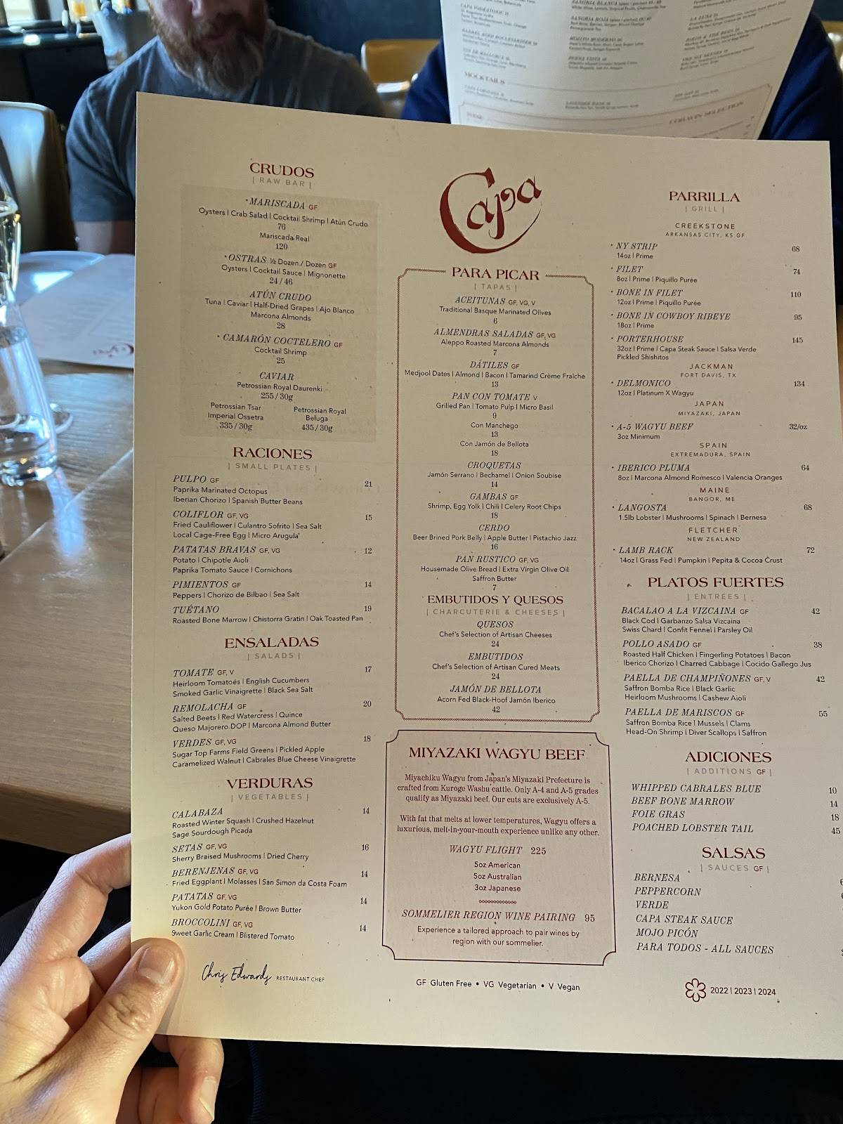 Menu at Capa steakhouse, Lake Buena Vista, Dream Tree Blvd