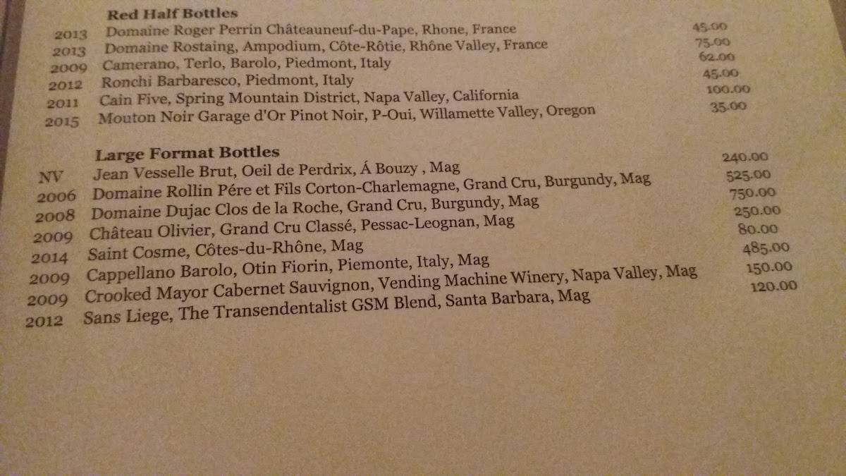 Menu at Bayona pub & bar, New Orleans