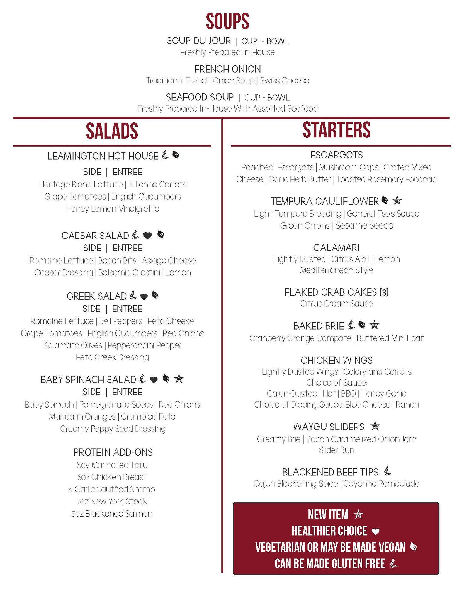 Menu at Beach Grove Golf & Country Club, Windsor