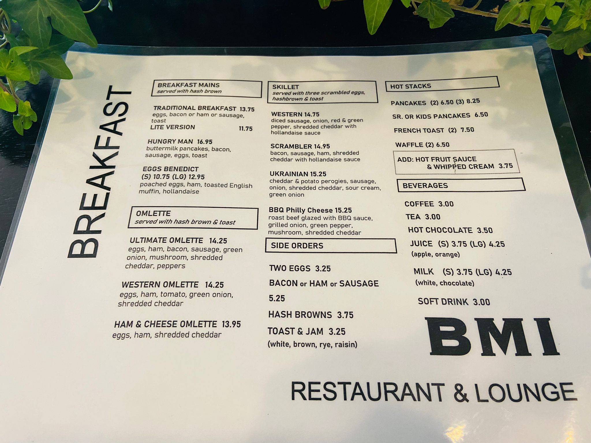 Menu at Beaverlodge Motor Inn restaurant, Beaverlodge, 116 6a St