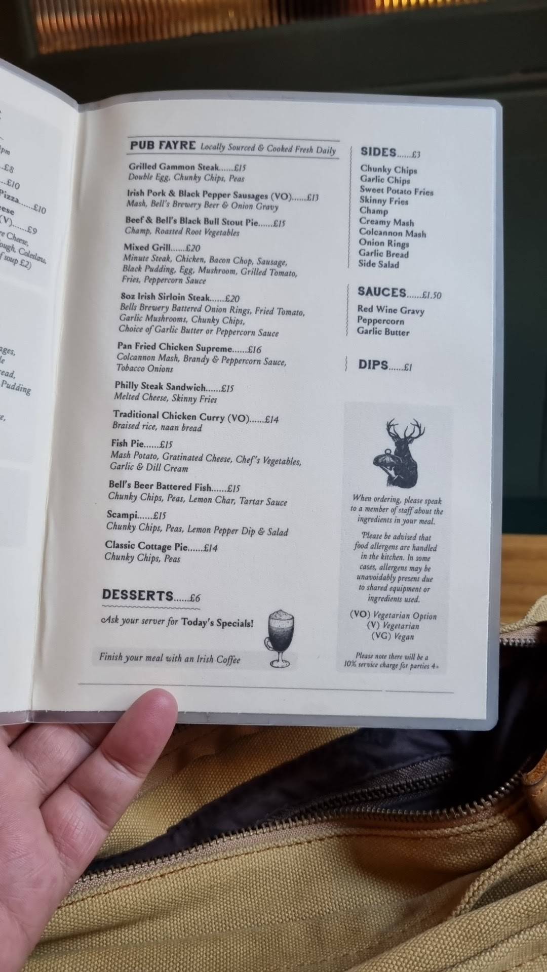 Menu at The Deer's Head pub & bar, Belfast