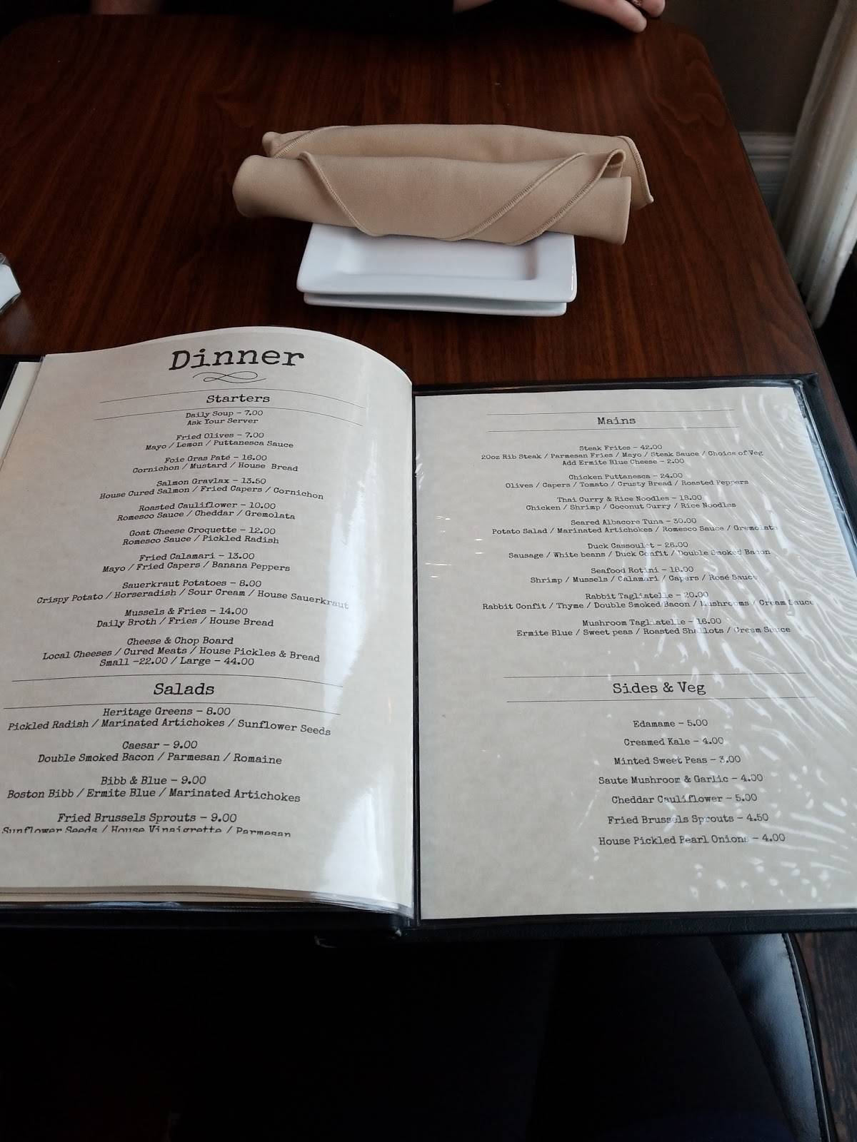 Menu at Belfountain Inn restaurant, Caledon