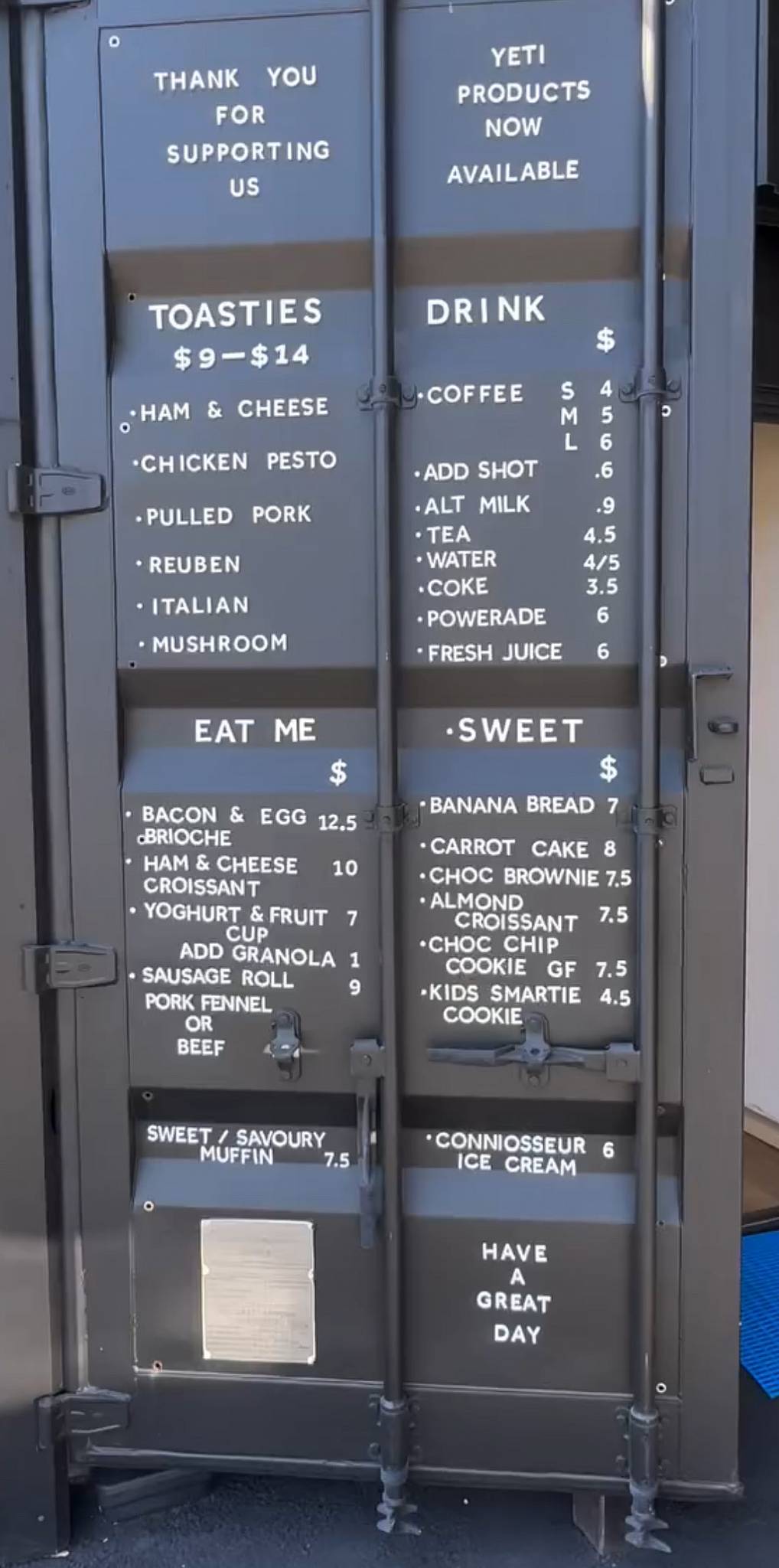 Menu at Belmont33 Drive Thru Coffee cafe, Belmont