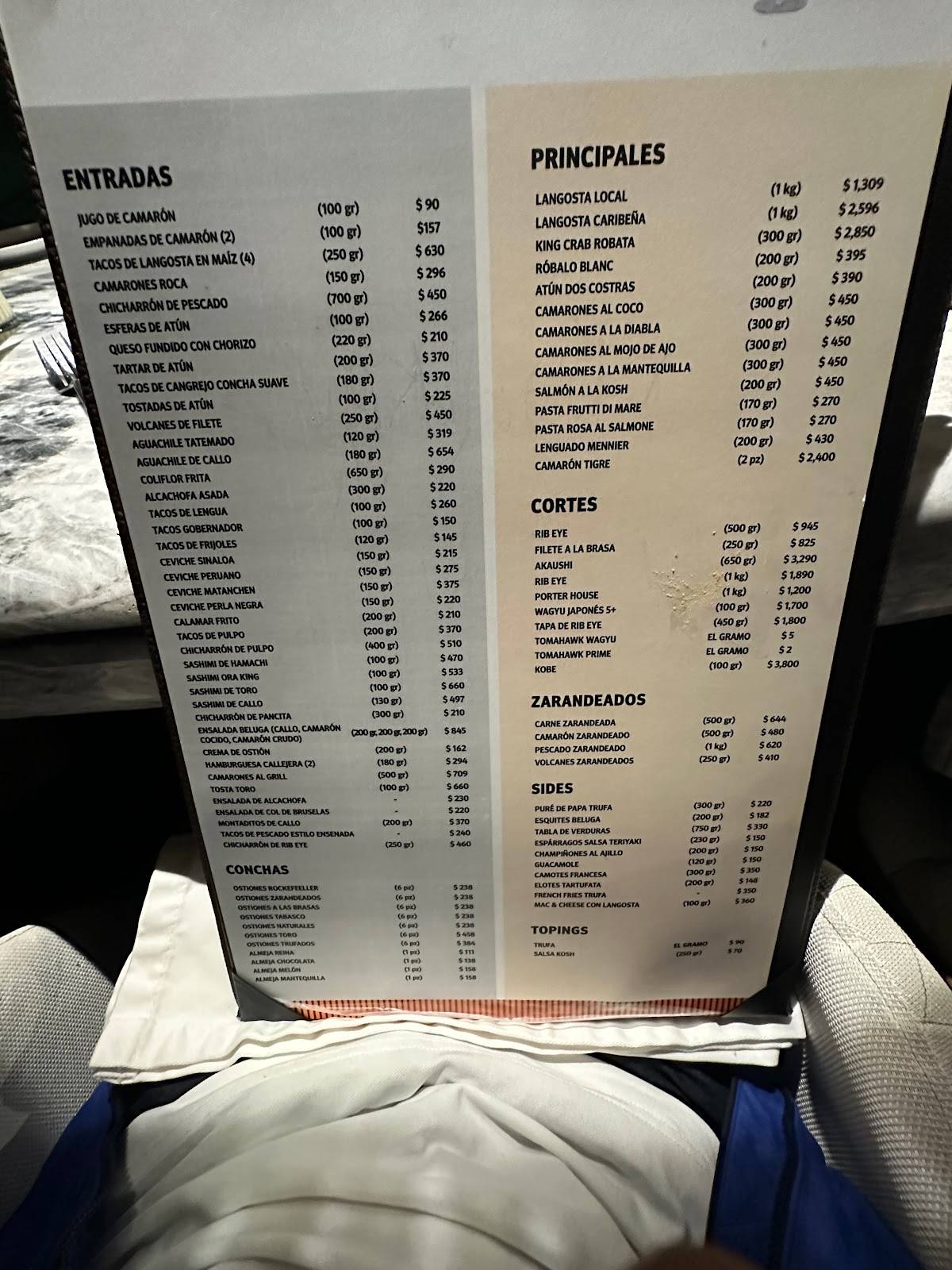 Carta del restaurante Beluga Polanco, Ciudad del México, Av. Pdte ...