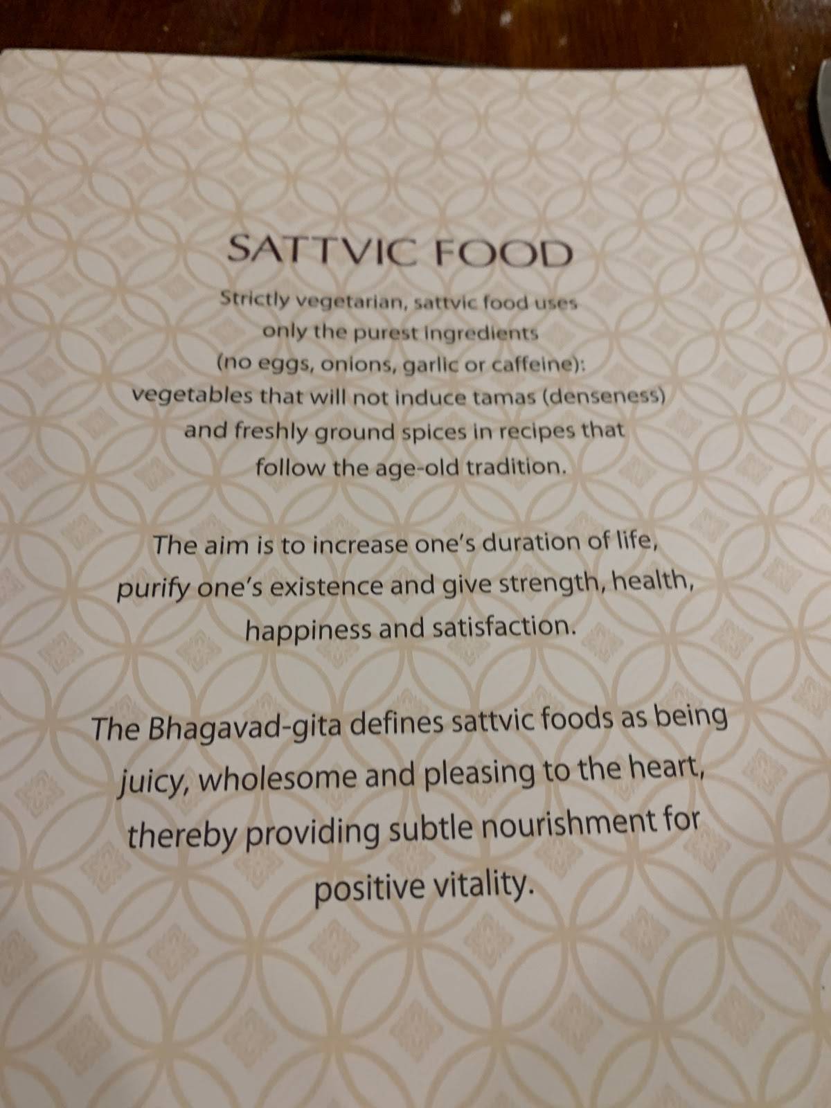 Menu at The Higher Taste Restaurant, Bengaluru, Inside ISKCON