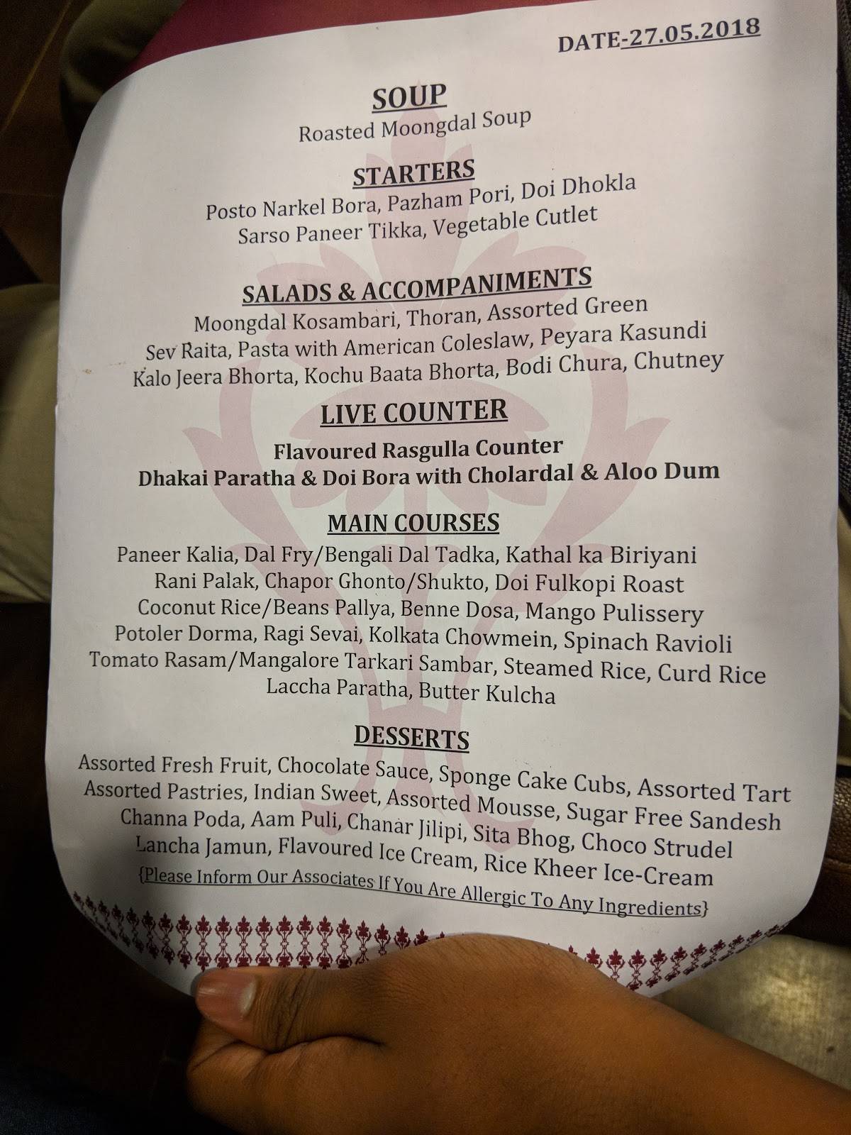Menu at The Higher Taste Restaurant, Bengaluru, Inside ISKCON