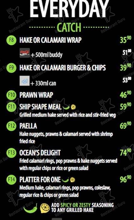 Menu at Fishaways restaurant, Benoni, Shop G1