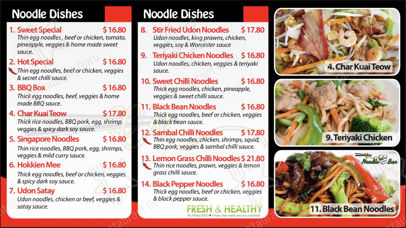 Menu at Benton Square Noodle Bar, Mornington