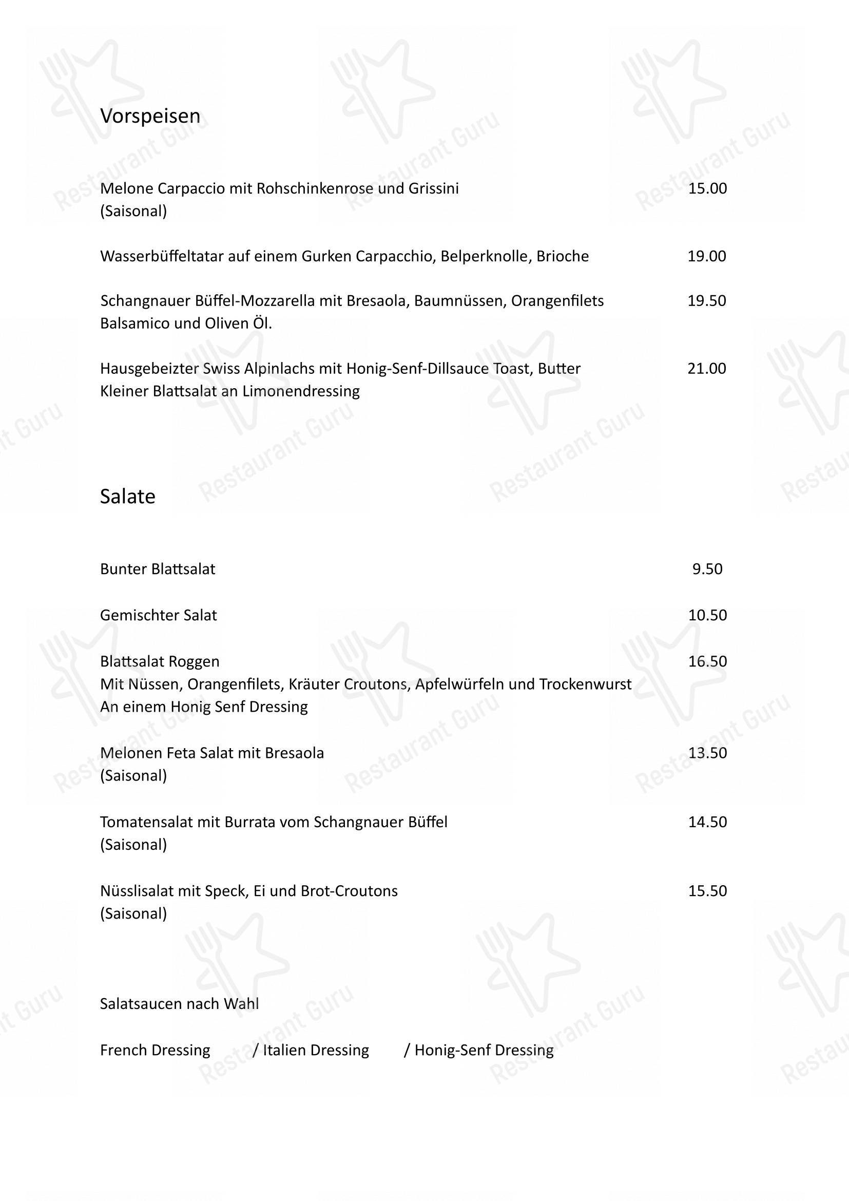 Speisekarte von Bergrestaurant Roggen, Oensingen