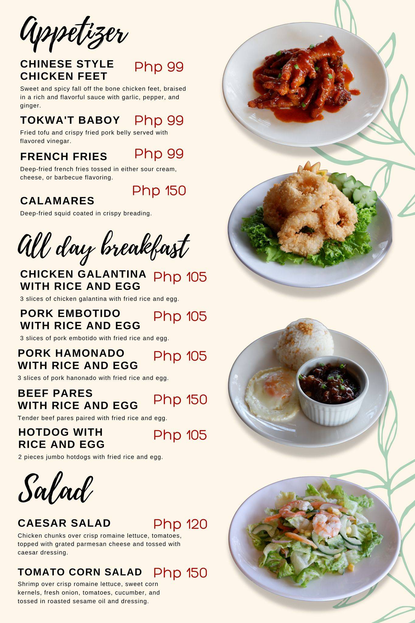 Menu at Beth's Restaurant and Pasalubong Guiguinto, Guiguinto