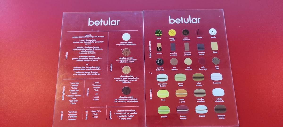 Carta de cafetería Betular Pâtisserie, Buenos Aires