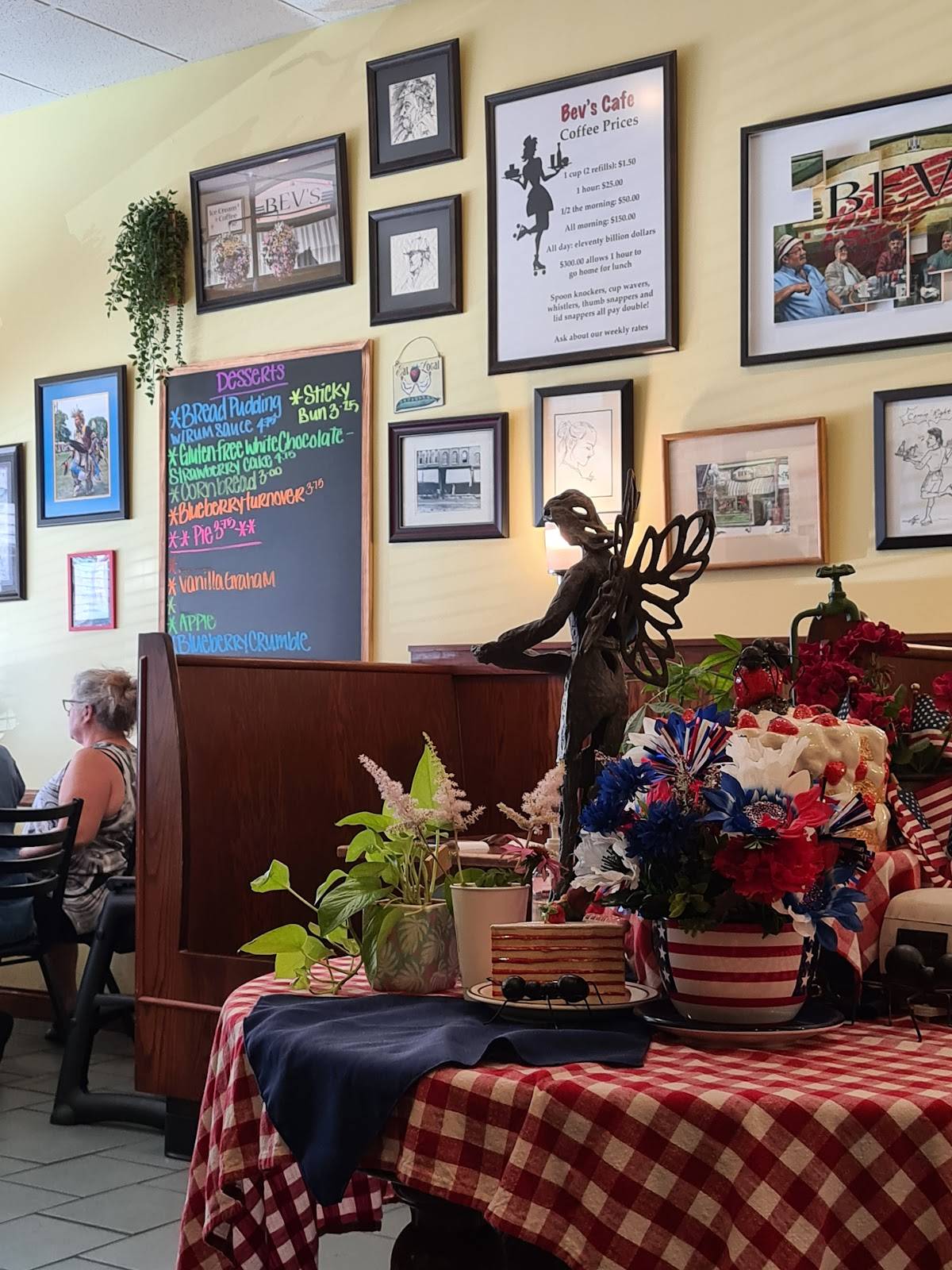 Menu at Bev's Cafe, Red Wing, 221 Bush St