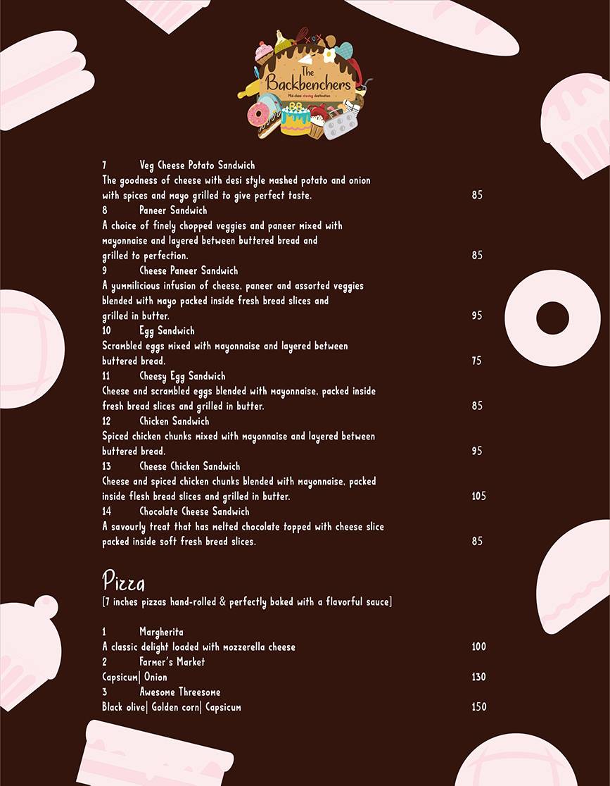 Menu at The Backbenchers, Bhagalpur, Swami Vivekanand Road