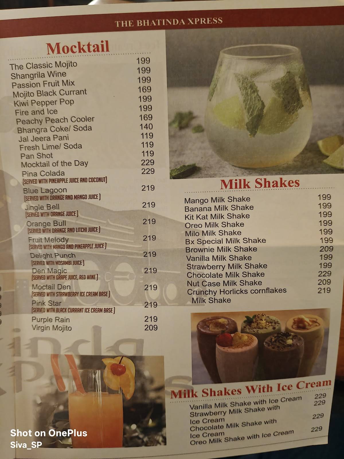 Menu at Bhatinda Xpress, Chennai, 3rd Floor