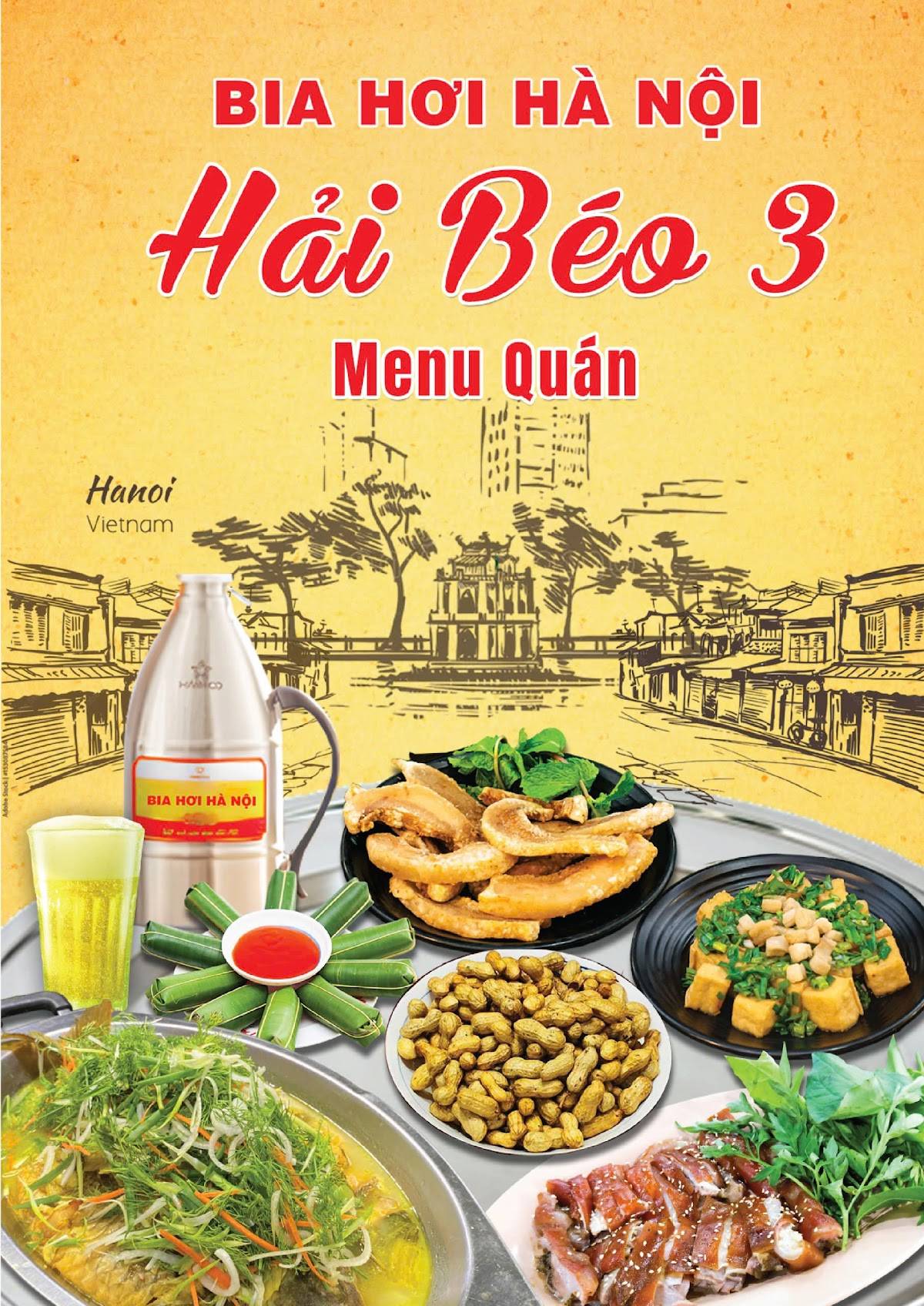 Menu at Bia Hơi Hà Nội Hải Béo 3 restaurant, Ho Chi Minh City, 178 Lê ...
