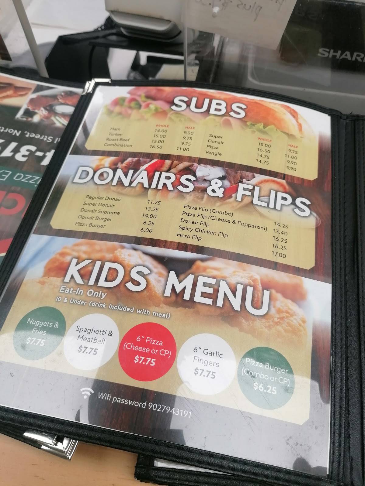 Menu at Bianchini's Pizzeria, North Sydney