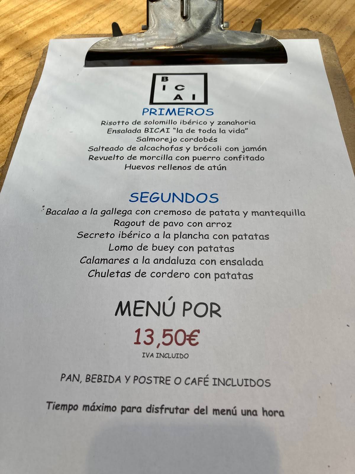 Carta de Bicai | Restaurante en Moda Shopping, Madrid, Plaza Carlos ...