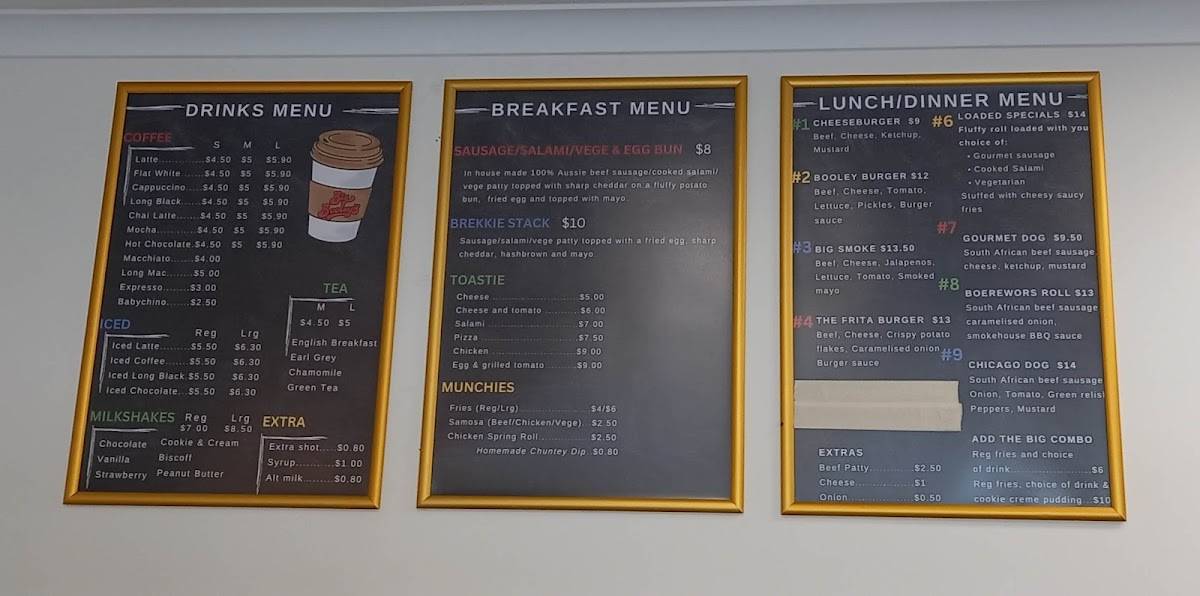 Menu at Big Booley's Cafe, Beckenham