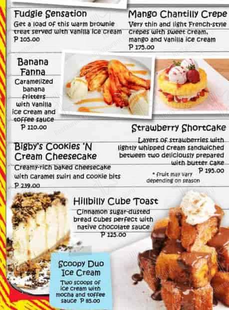 Menu at Bigby's Cafe and Restaurant Ayala Center Cebu, Cebu City, ayala ...