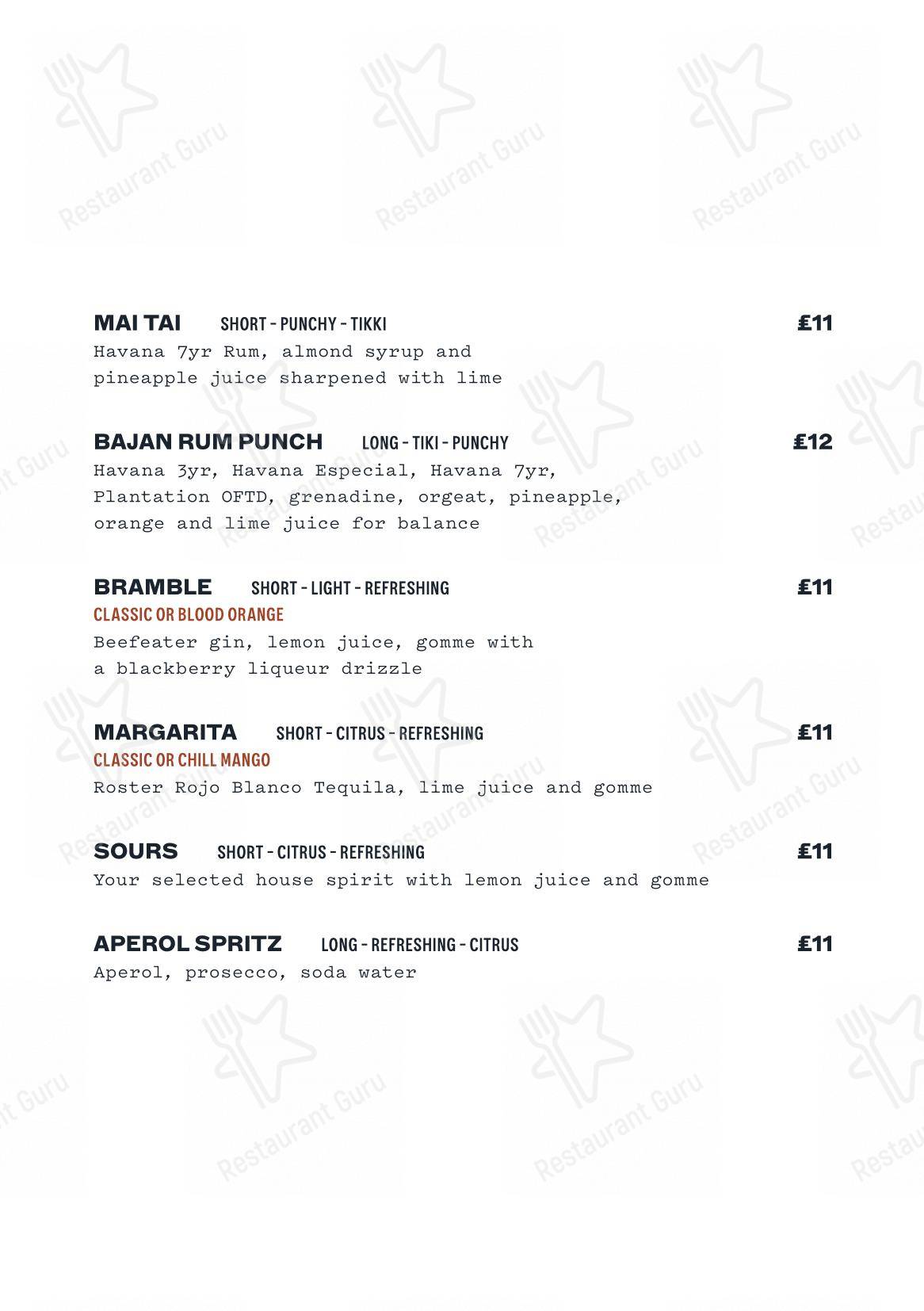 Menu at Binks Yard restaurant, Nottingham