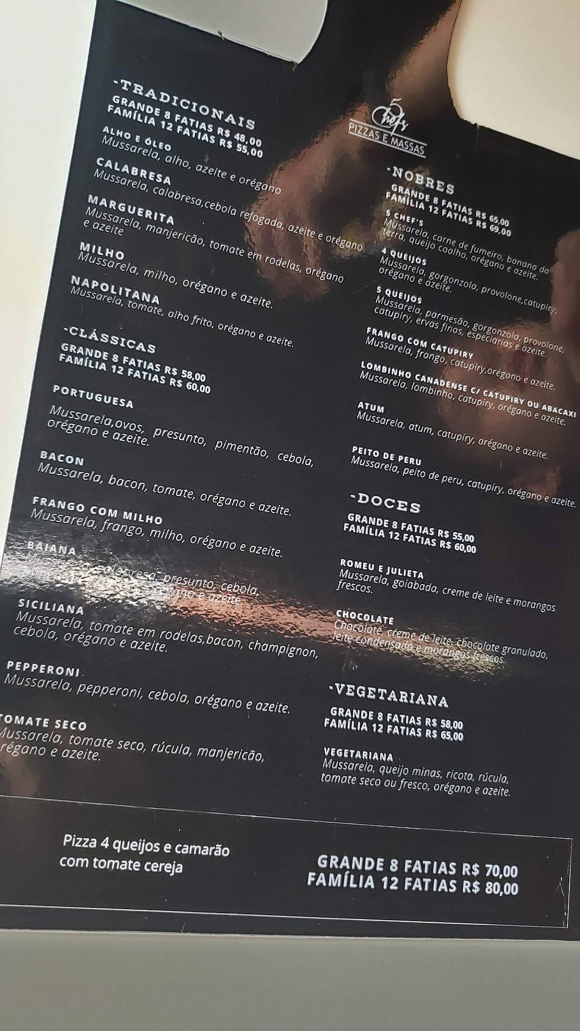Menu at Bistrô 5 Chefs restaurant, Salvador