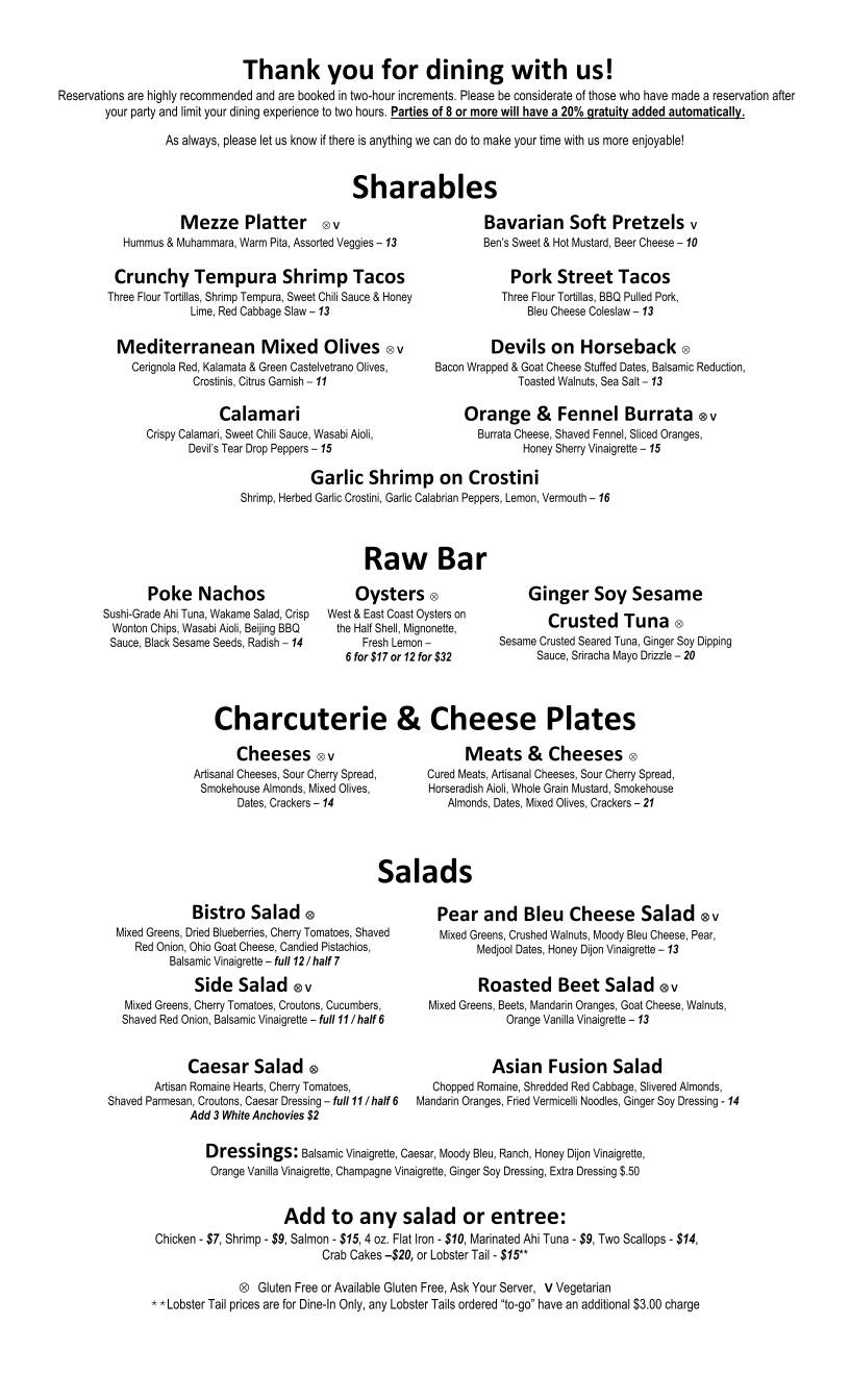 Menu at Bistro 83 pub & bar, North Ridgeville, Westminister Ave