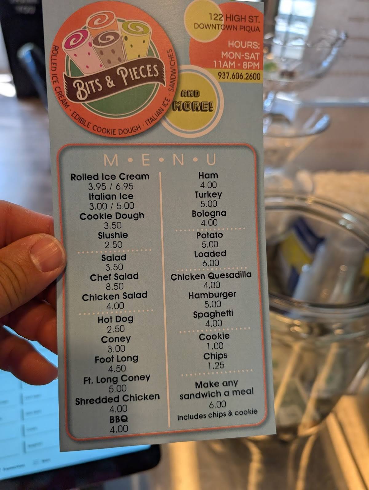 Menu at Bits and Pieces Rolled Ice Cream desserts, Piqua