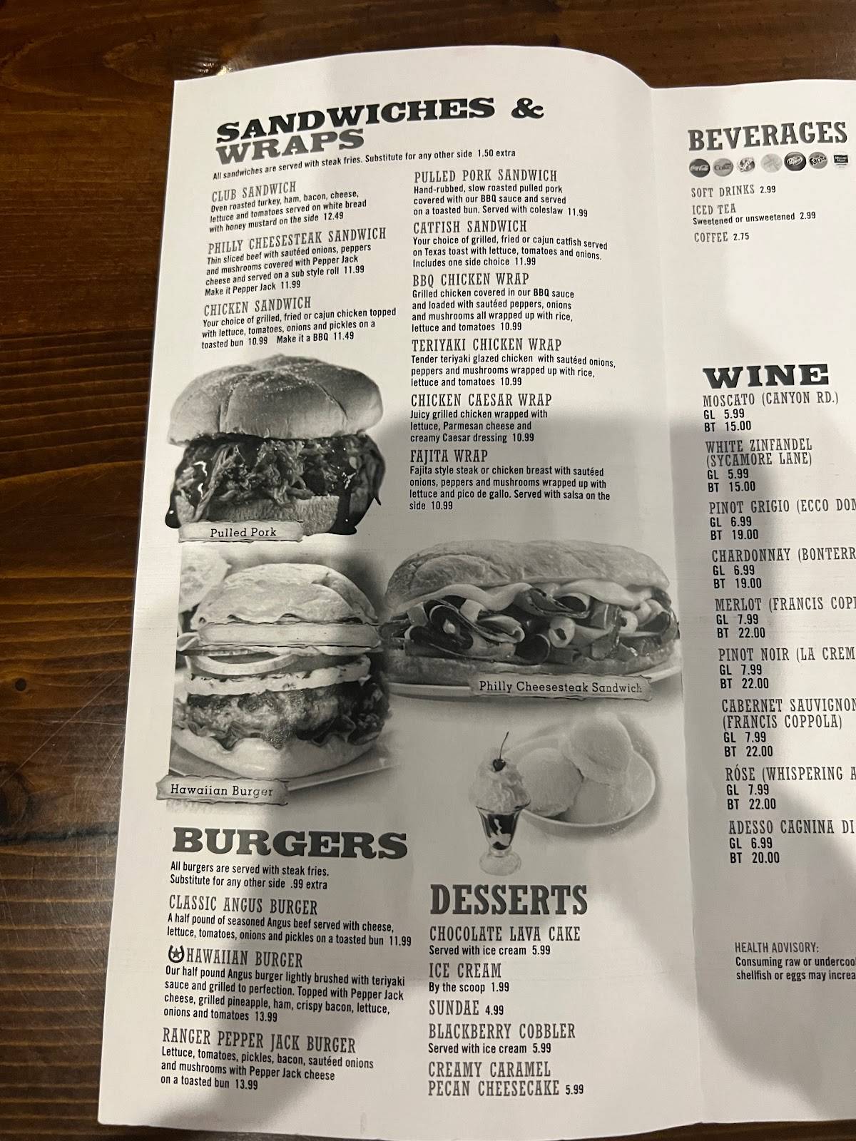Menu at Black Stallion Steakhouse, Columbia