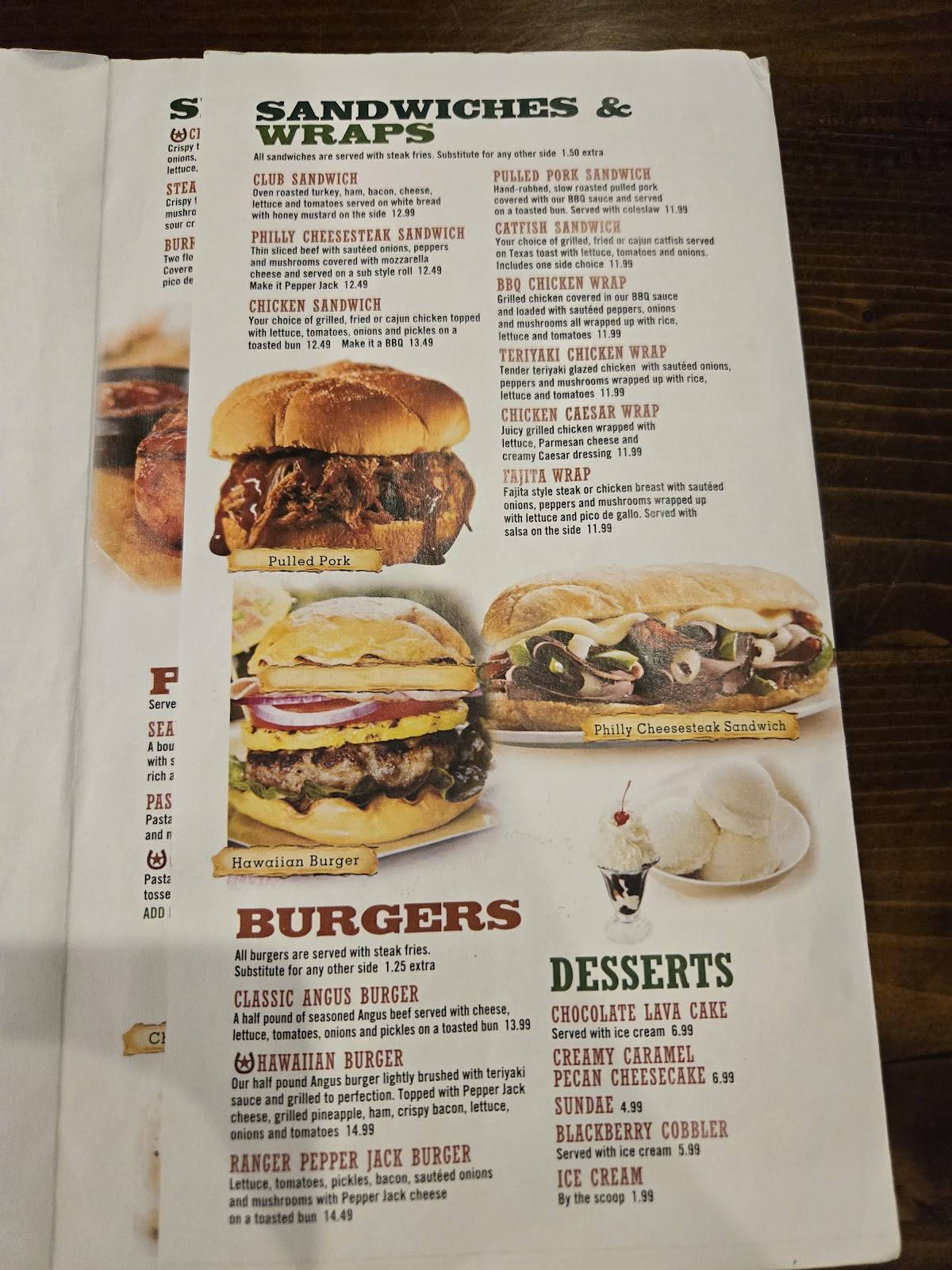 Menu at Black Stallion Steakhouse, Columbia