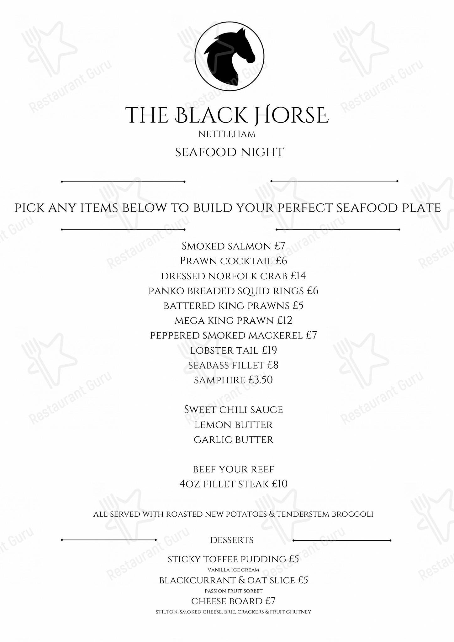 Menu at The Black Horse Nettleham pub & bar, Lincoln, Chapel Ln