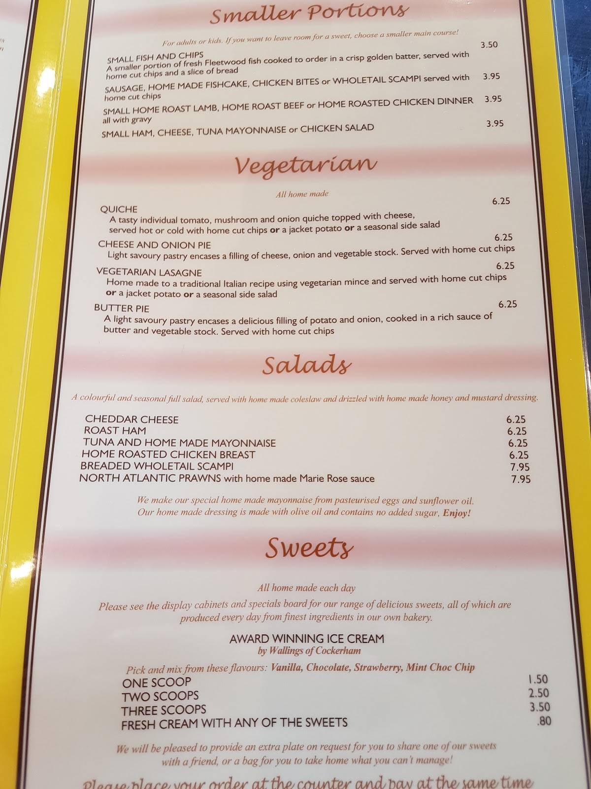 Menu at BISPHAM KITCHEN restaurant, Blackpool