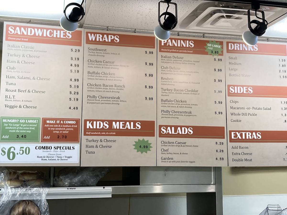 Menu at Blimpie America's Sub Shop restaurant, Elmira, Broadway St Suite 1