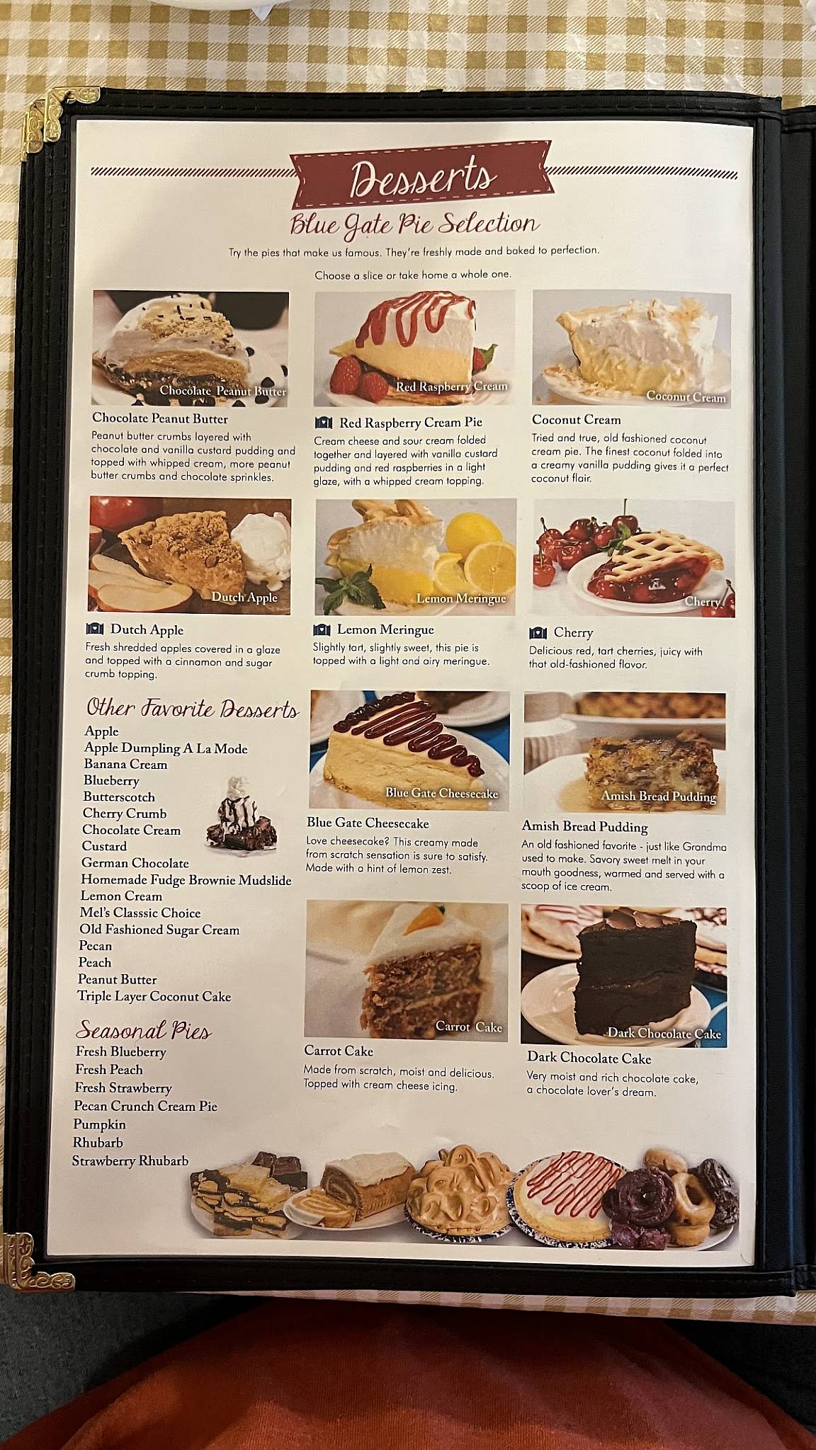 Menu at Blue Gate Restaurant & Bakery, Shipshewana