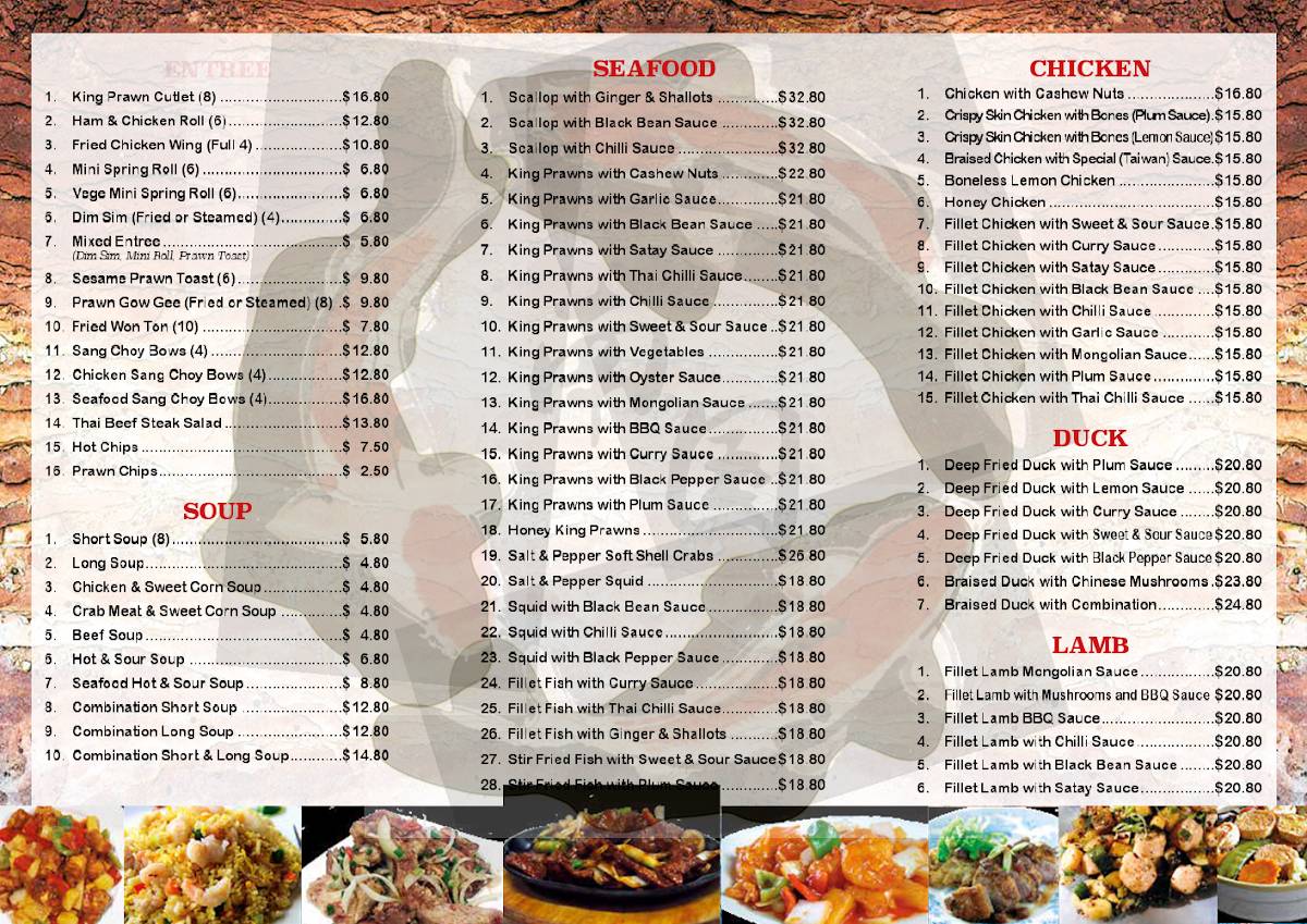 Menu at Blue Ocean Restaurant Revesby, Revesby