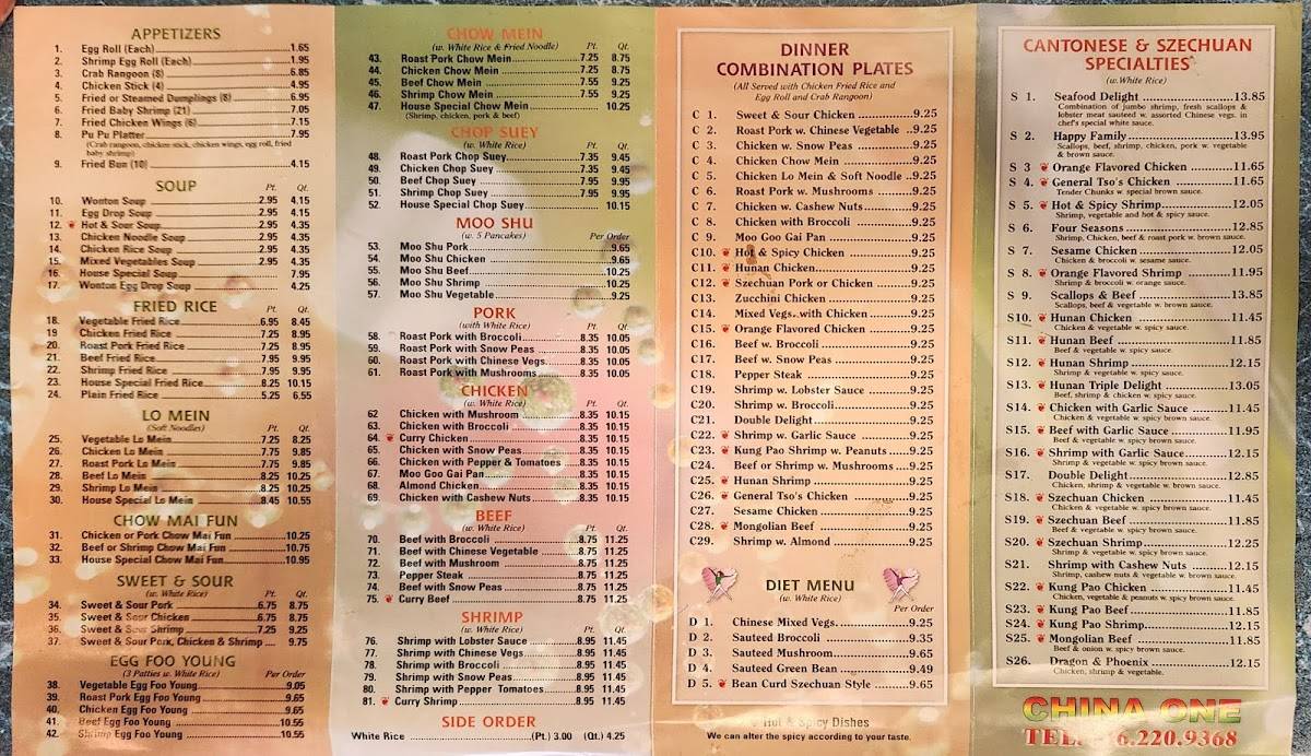 Menu at China One restaurant, Blue Springs, MO-7