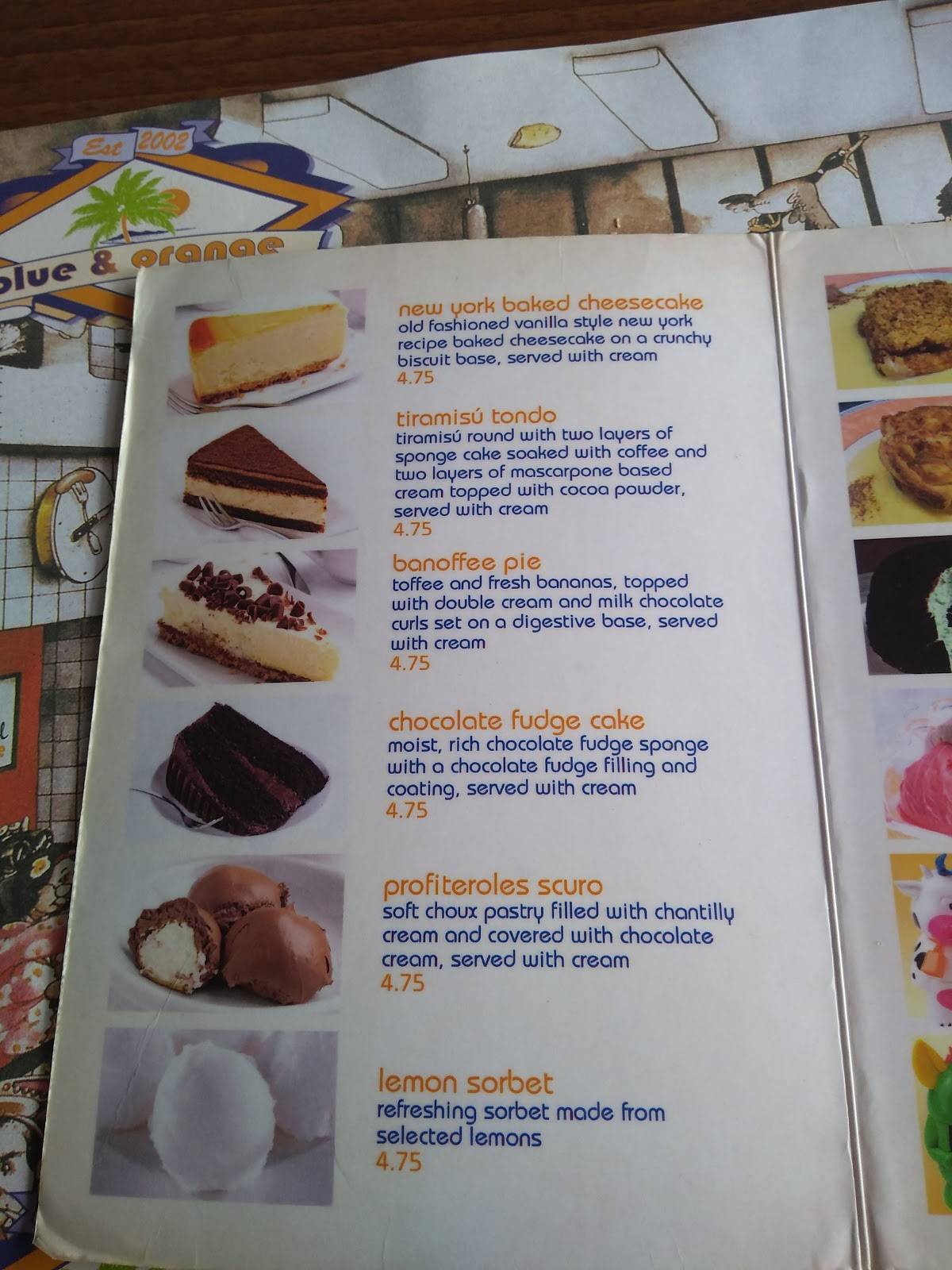 Menu at Blue & Orange Restaurant, Thornton Heath
