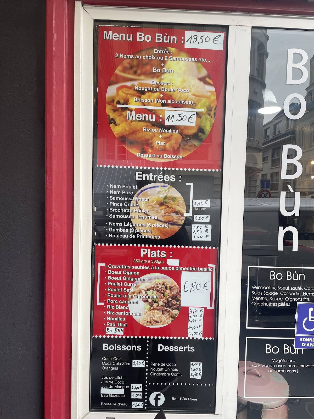 Menu au Bo-Bùn restaurant, Caen