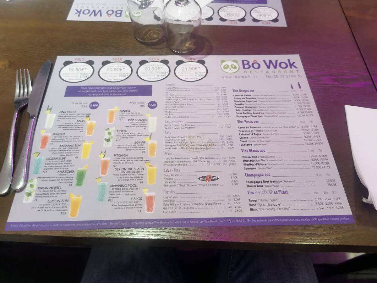 Menu au Bô Wok Restaurant, Noisy-le-Grand