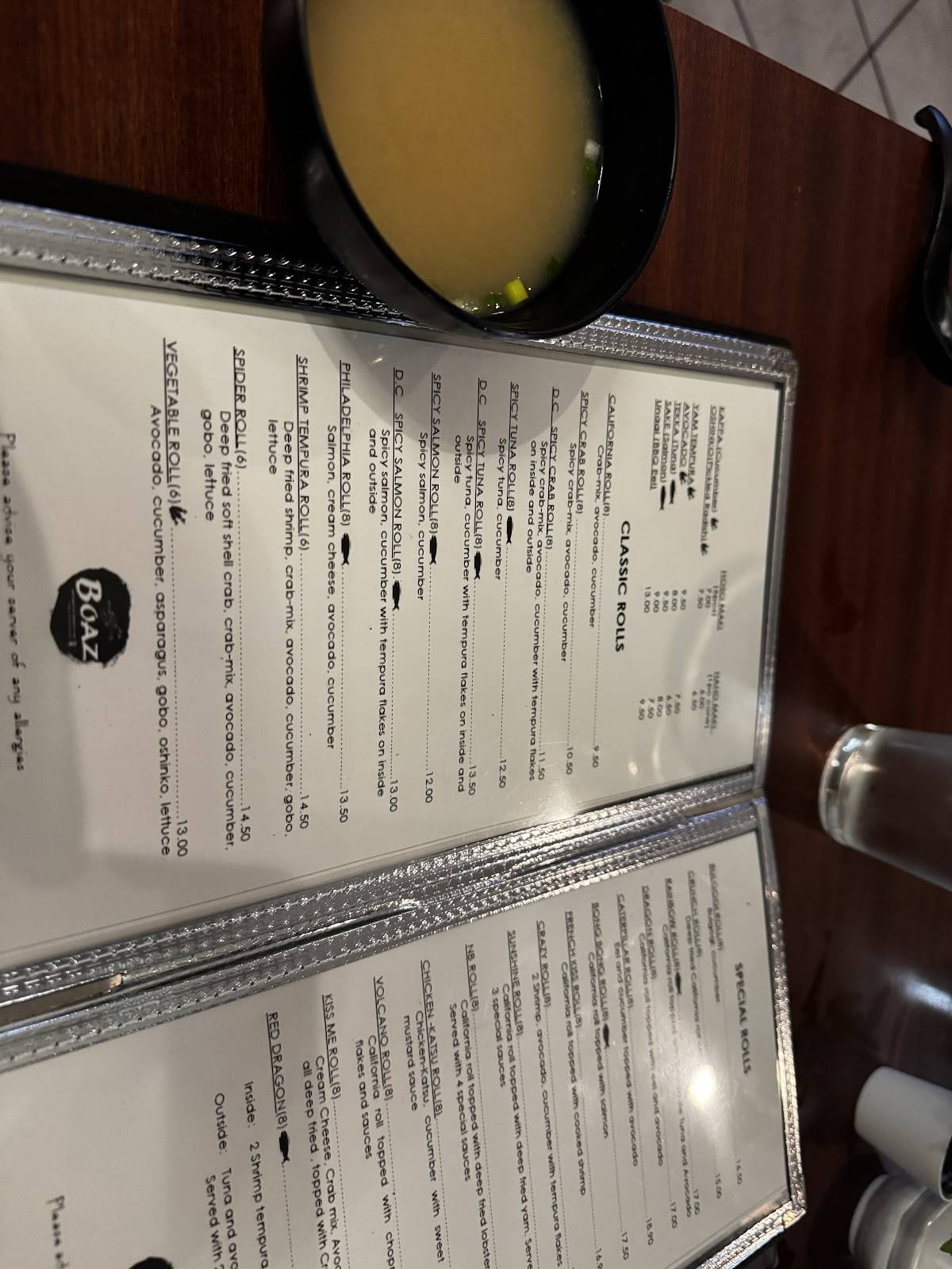 Menu at Boaz Restaurant, Rothesay