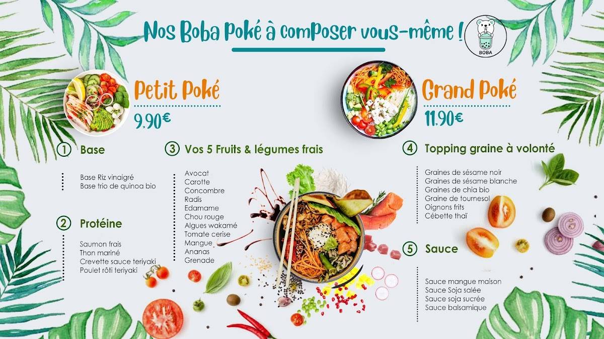 Menu au BoBa Poké & Bubble Tea Chatelet restaurant, Paris