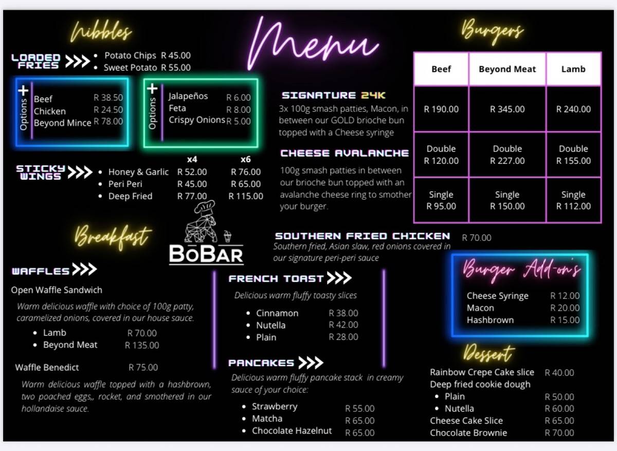 Speisekarte von StarBuds -Florida Road cafe, Durban