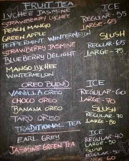Menu at Bobba Jelly cafe, Manila