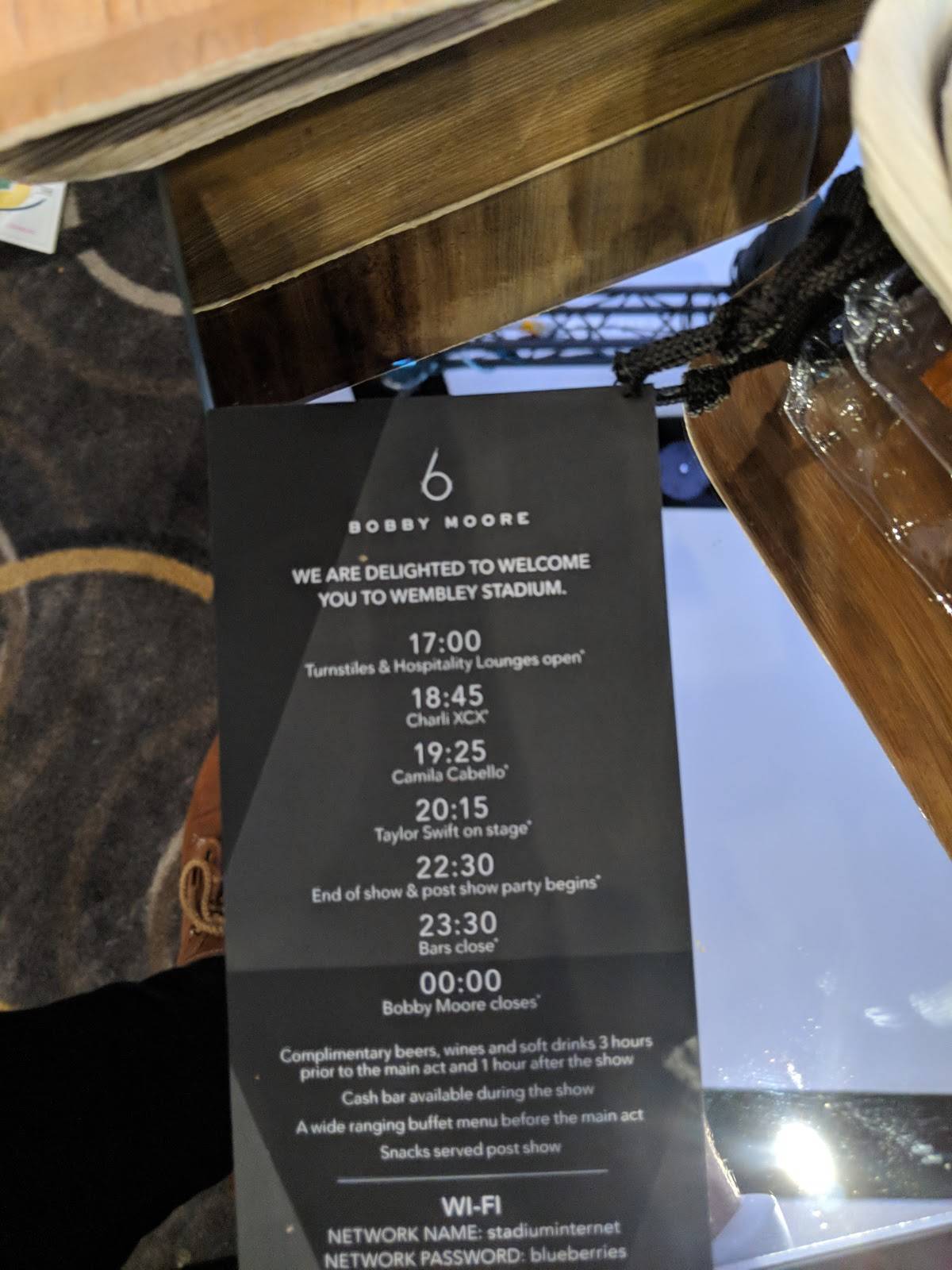 Menu at Bobby Moore Room restaurant, Wembley