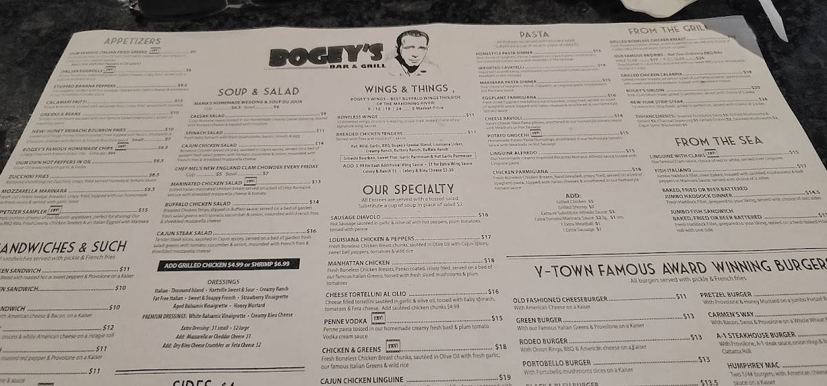 Menu at Bogey's Bar & Grill, Lowellville, Upland Ave