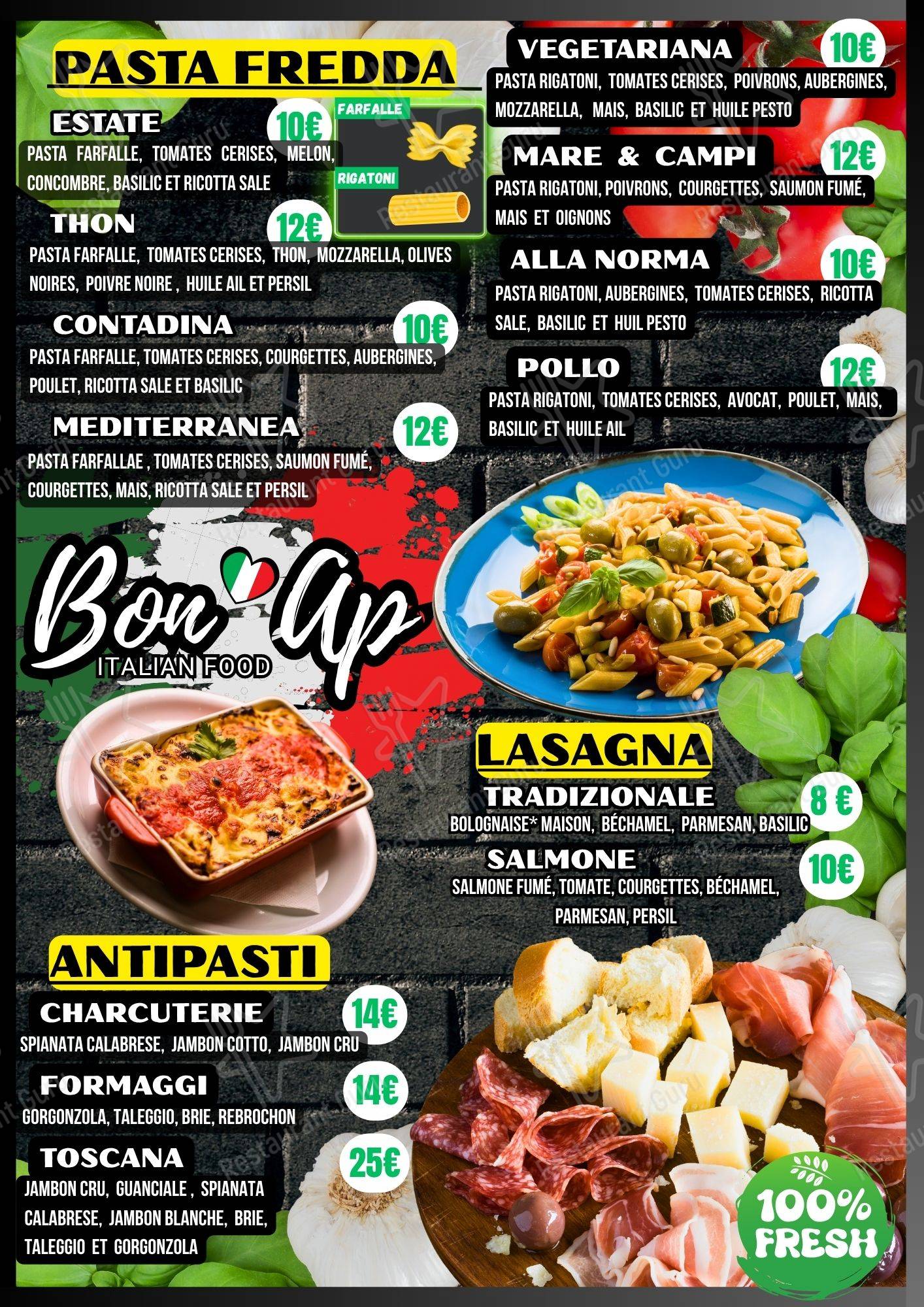 Menu au Bon'ap noyelles restaurant, Noyelles-sous-Lens