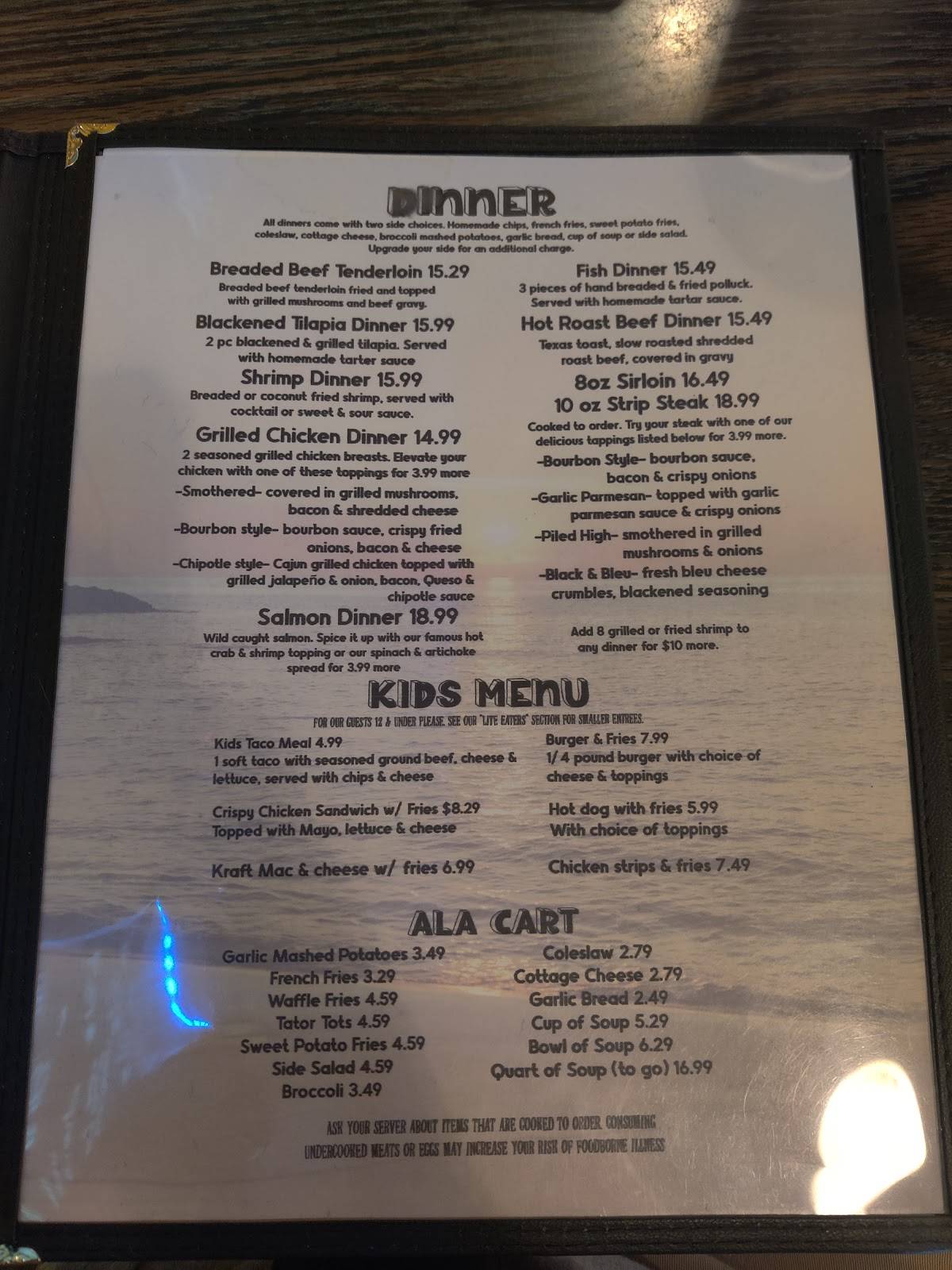 Menu at Bone Island Grille pub & bar, Jackson