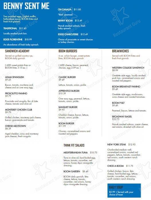 Menu at BOOM Breakfast & Co. Vaughan restaurant, Toronto, 145 Hawkview Blvd