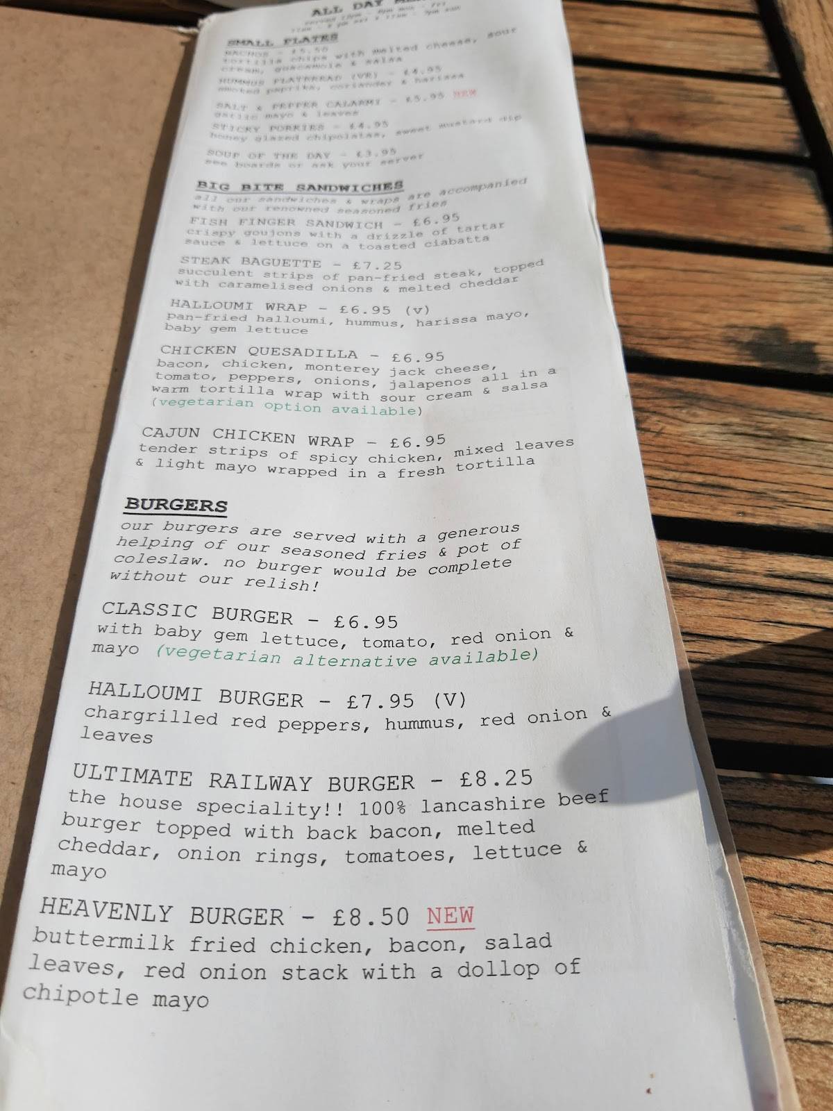 Menu at The Railway pub & bar, Liverpool, 18 Tithebarn St