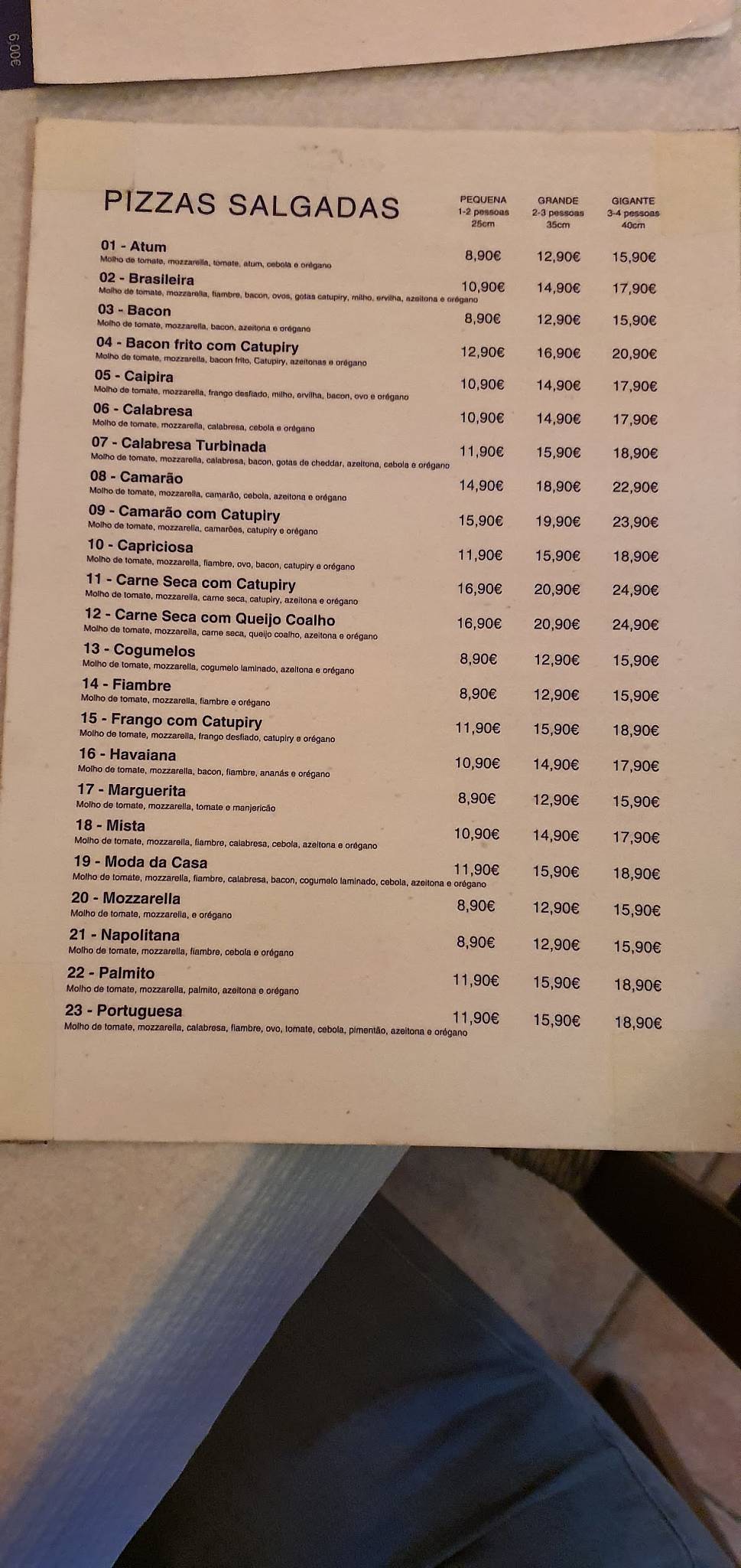 Menu em Borda Brasileira Pizzaria, Palmela, R. do Vale do Alecrim 1