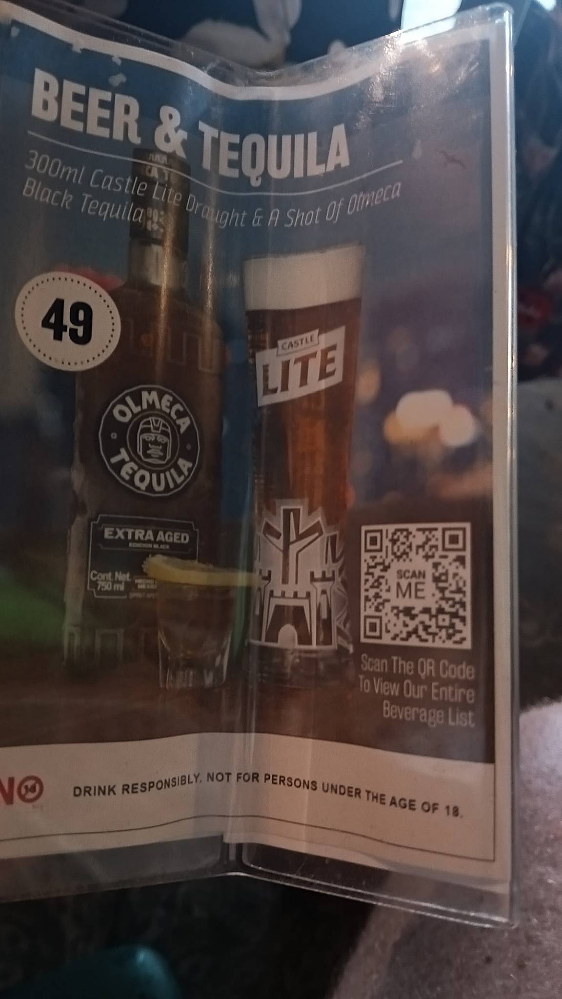 Menu at Bossa Nigel restaurant, Nigel